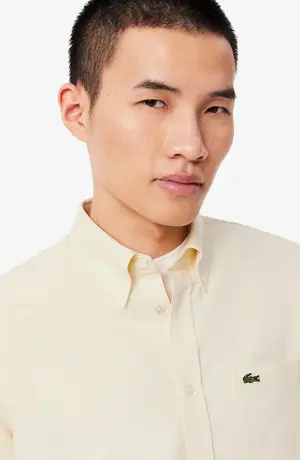 Lacoste Regular Fit Oxford Button-down Shirt - Beige