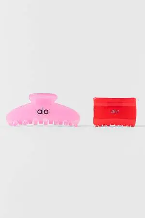 Alo Yoga Effortless Claw Clip 2-pack - Candy Heart Pink/bright Red