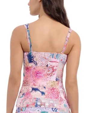 GOTTEX Printed Ruched Front Sweetheart Tankini - Multi
