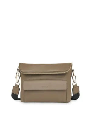 Whistles Vida Leather Crossbody - Khaki