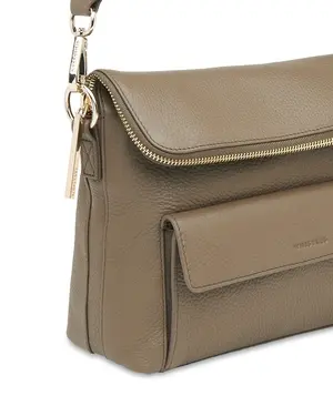 Whistles Vida Leather Crossbody - Khaki
