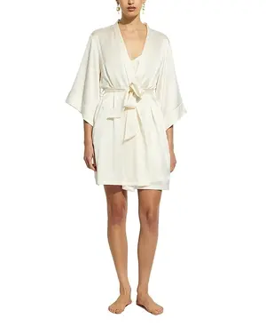 Ginia Silk Wrap Gown Robe - Cream