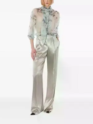 Alberta Ferretti Satin High-waisted Trousers