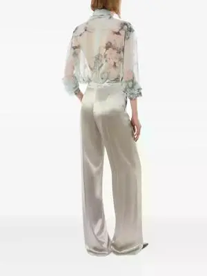 Alberta Ferretti Satin High-waisted Trousers