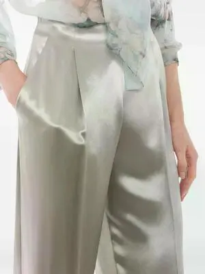 Alberta Ferretti Satin High-waisted Trousers