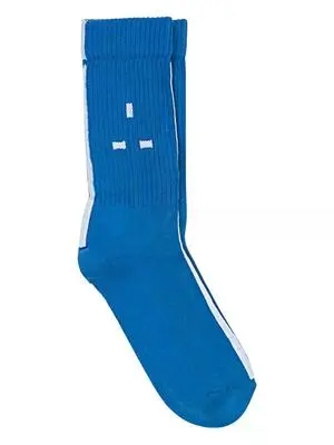MAINS Logo-jacquard Socks - Blue