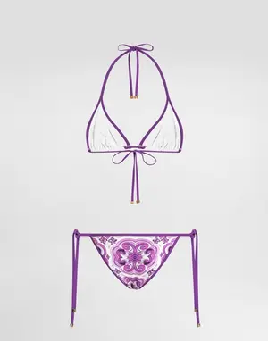 Dolce & Gabbana Majolica Print Triangle Bikini - Multicolor