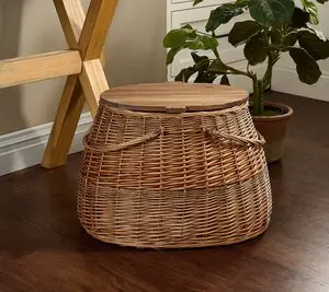 COZY COTTAGE BY LIZ MARIE As Is Vintage Woven Picnic Basket - One-color