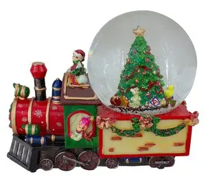 NORTHLIGHT Christmas Train With Tree Snow Globe Decor 8 - One-color