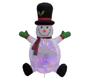 NORTHLIGHT Inflatable Snowman W/ Hat Yard Chris Mas Decor 4 - One-color