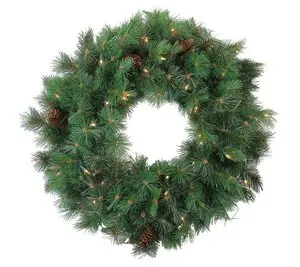 NORTHLIGHT Prelit Pine Christmas Wreath 24-inch - One-color