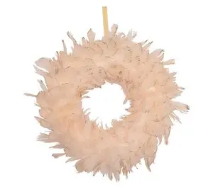 NORTHLIGHT Glittered Feathers Christmas Wreath 4.5' Unlit - One-color