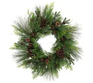 NORTHLIGHT Pinecones And Jingle Bells Christmas Wreath 26 - One-color