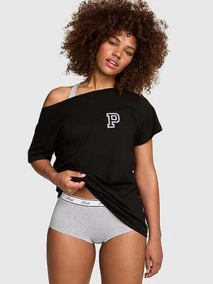 Pink Campus Cotton™ Off-the-shoulder Tee - Black