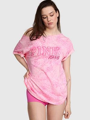 Pink Campus Cotton™ Off-the-shoulder Tee Print