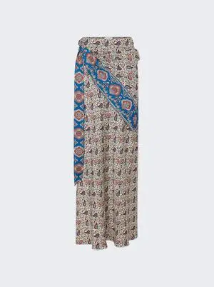 Rabanne Long Satin Paisley Print Skirt - Grey