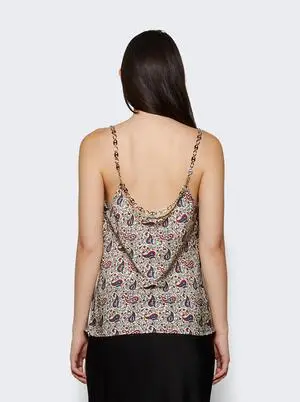 Rabanne Satin Tank Top With Paisley Bandana Print - Grey