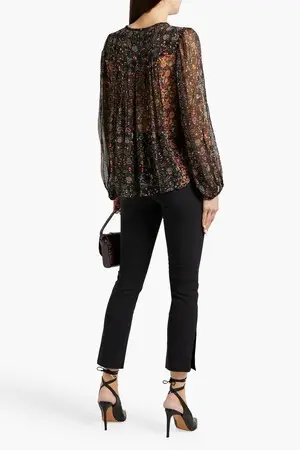 Isabel Marant Étoile Ametissae Pintucked Printed Silk-crepon Blouse