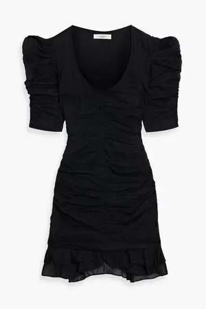 MARANT ETOILE Sireny Ruched Cotton-voile Mini Dress