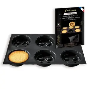 SILPAT Flexipan 6 Smiley Emojis Premium Silicone Baking Pan - Black