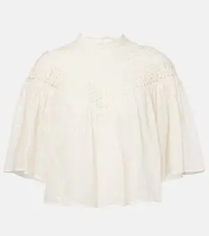 NILI LOTAN Mikki Embroidered Cotton Voile Top - White