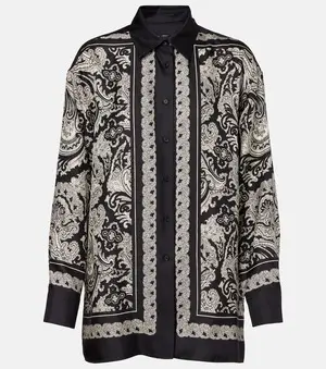 NILI LOTAN Alfie Paisley Silk Twill Shirt - Black