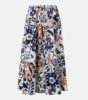 La DoubleJ Printed Satin Midi Skirt - Multicoloured