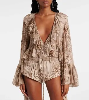 Blumarine Leopard-print Chiffon Top