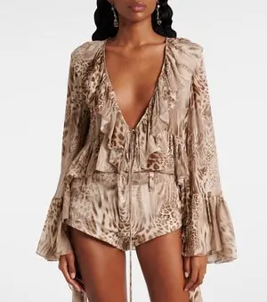 Blumarine Leopard-print Chiffon Top