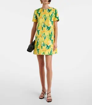 La DoubleJ Swing Printed Cotton Minidress - Yellow