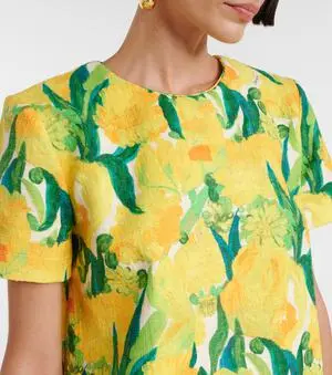 La DoubleJ Swing Printed Cotton Minidress - Yellow