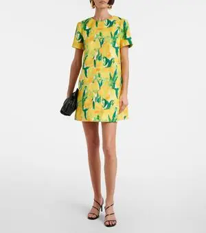 La DoubleJ Swing Printed Cotton Minidress - Yellow