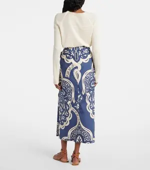 Johanna Ortiz Printed Cotton Poplin Wrap Skirt