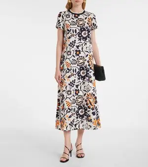 La DoubleJ Sporty Swing Cotton Jersey Midi Dress - Multicoloured