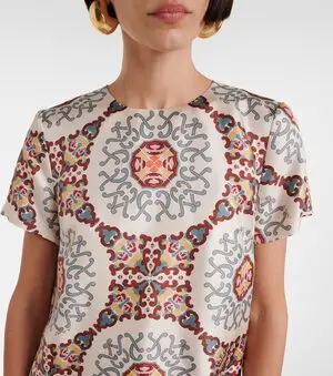 La DoubleJ Swing Printed Silk Satin Minidress - Multicoloured