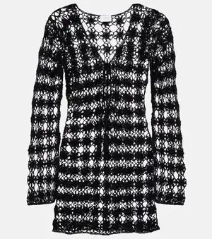 Anna Kosturova Crochet Cotton Minidress - Black