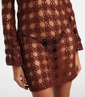 Anna Kosturova Crochet Cotton Minidress - Brown