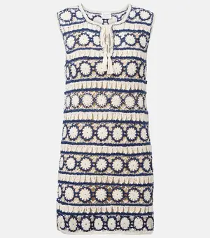 Anna Kosturova Crochet Cotton Minidress - White