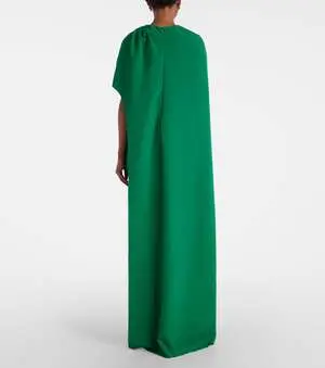 Safiyaa Caped Asymmetric Crêpe Gown