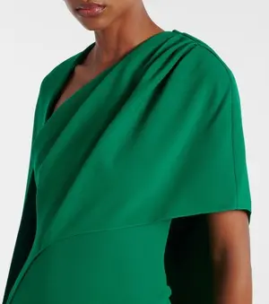 Safiyaa Caped Asymmetric Crêpe Gown