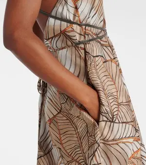 Brunello Cucinelli Printed Silk Maxi Dress - Brown