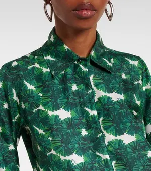 Max Mara Rodesia Printed Silk Twill Shirt - Green