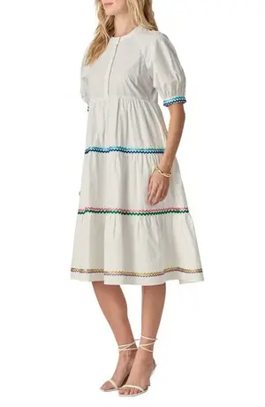 English Factory Ribbon Trim A-line Midi Dress