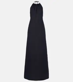 NILI LOTAN Lelia Halterneck Linen Maxi Dress - Black