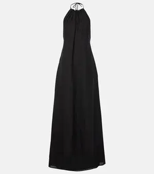 NILI LOTAN Lelia Halterneck Linen Maxi Dress - Black