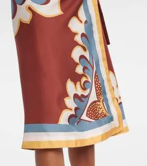 La DoubleJ Printed Silk Wrap Skirt