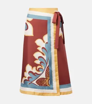 La DoubleJ Printed Silk Wrap Skirt - Multicoloured