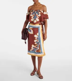 La DoubleJ Printed Silk Wrap Skirt - Multicoloured