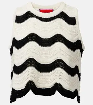 LA DOUBLEJ Chevron Cotton Crochet Crop Top