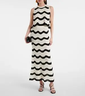 La DoubleJ Chevron Cotton Crochet Crop Top - White